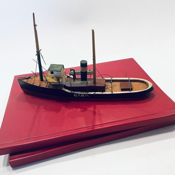 Art | Garm Danish Steam Model Boat Hand Carved Painted Titled Made In ...